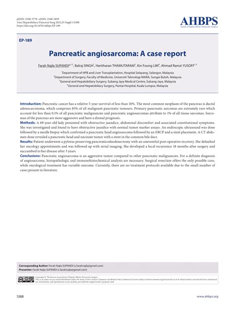Pdf Pancreatic Angiosarcoma A Case Report