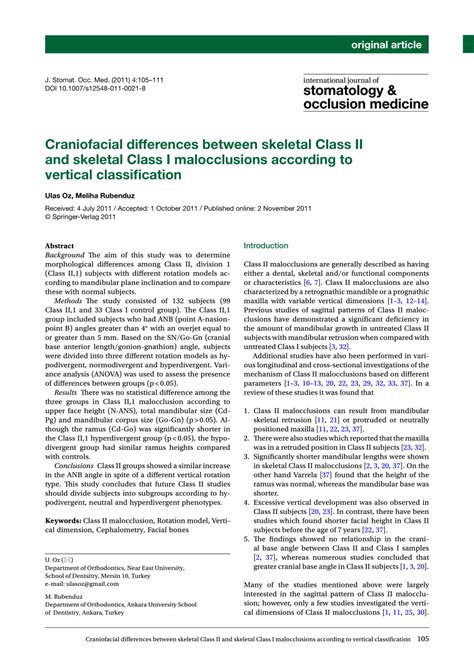 Pdf Craniofacial Differences Between Skeletal Class Ii And Skeletal Pdf Craniofacial Differences Between Skeletal Class Ii And Skeletal