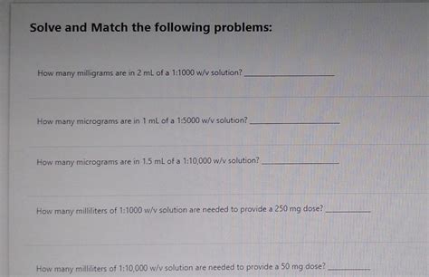 Solved Solve And Match The Following Problems How Many Chegg Com