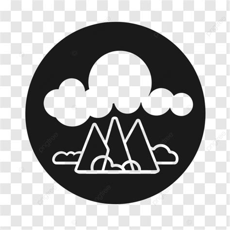 산과 구름이 원 안에 있다 벡터 흰색 배경에 단순한 분위기의 검은색 아이콘 그림자 없음 작은 프레임 중앙 Png 일러스트 및 벡터 에 대한 무료 다운로드 Pngtree