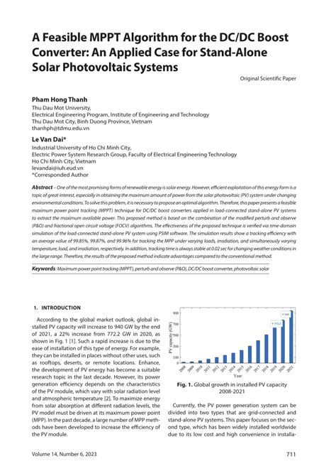 Pdf A Feasible Mppt Algorithm For The Dcdc Boost Converter An