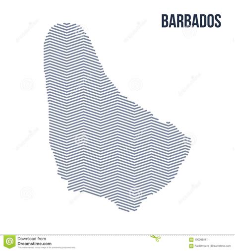 Vector Abstract Hatched Map Of Barbados With Zig Zag Lines Isolated On A White Background Stock