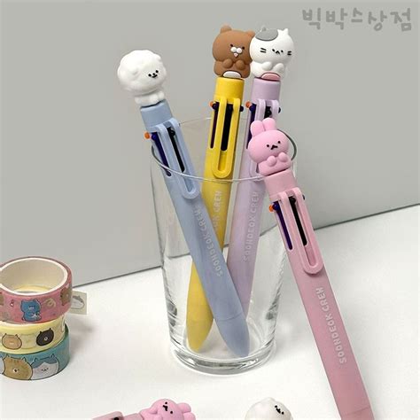 순덕이크루 6색볼펜 07 1p 랜덤 잘써지는 고양이 학생 학용품 단체선물 다색볼펜 여러가 홈플러스 택배배송