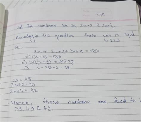 F Find Three Consecutive Even Numbers Whose Sum Is 120