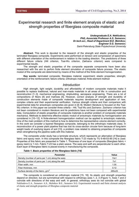 pdf experimental research and finite element analysis of engstroy