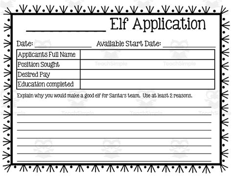 Elf Application Activity By Teach Simple