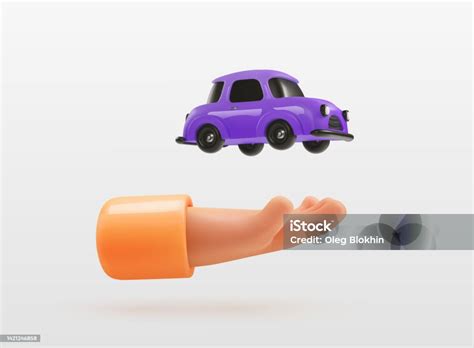 3d 만화 인간의 손 들고 장난감 자동차 벡터 일러스트 레이 션 흰색 배경 디자인 요소에 팔에 작은 자동 차에 대한 스톡 벡터 아트 및 기타 이미지 Istock