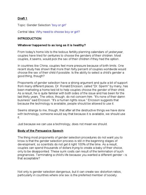 Persuasive Speech Example Pdf Gender Gender Studies