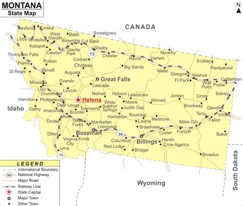 Map Of Montana With Cities And Towns