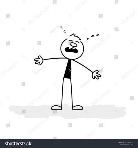 Crying Stickman Vector Illustration Stock Vector Royalty Free 1187286757 Shutterstock