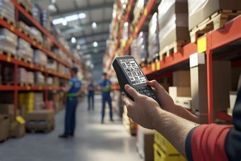 Warehouse Worker Scanning Barcodes Closeup Premium Ai Generated Image