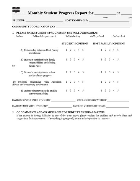 Monthly Student Report In Pdf