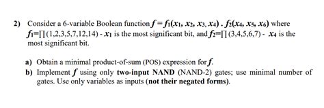 Solved 2 Consider A 6 Variable Boolean Function