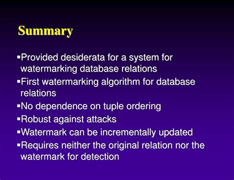 Ppt Watermarking Relational Databases Powerpoint Presentation Free