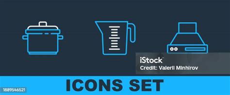 세트 라인 주방 추출기 팬 요리 냄비 및 계량컵 아이콘 벡터 가정 주방에 대한 스톡 벡터 아트 및 기타 이미지 가정 주방 가정의 방 강철 Istock