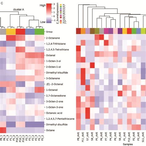 heat map and hierarchical cluster analysis clustering results of