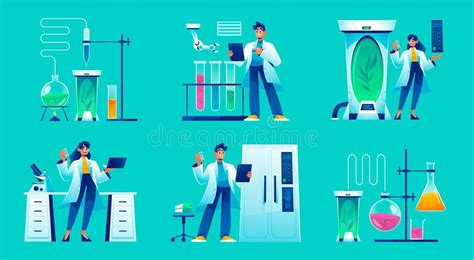 Science Lab Compositions In Gradient Style Stock Illustration