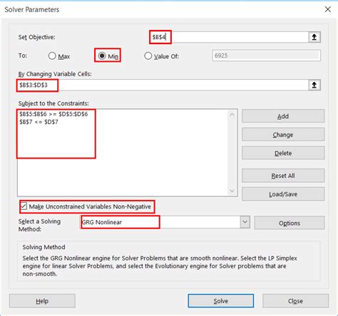 Solved Solve The Following Optimization Model Using Excel Solver