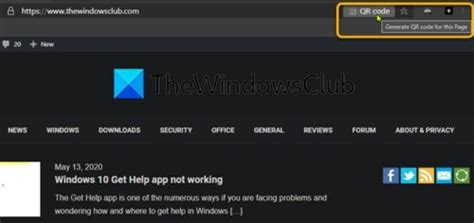 how to enable qr code generator in microsoft edge browser