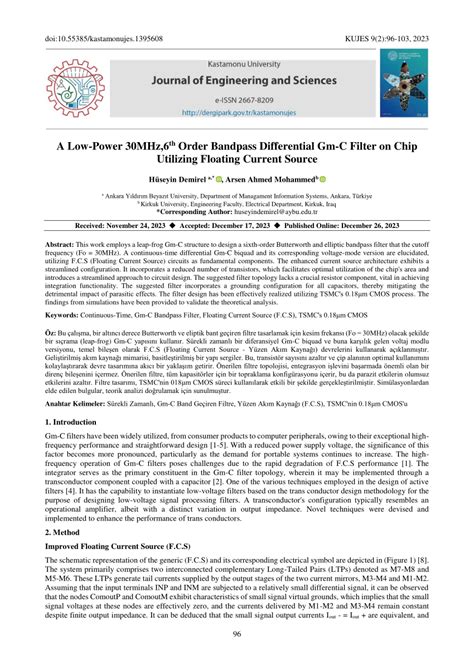 pdf a low power 30mhz 6 th order bandpass differential gm c filter on