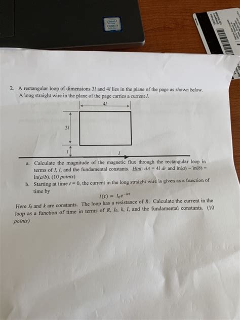 solved 2 a rectangular loop of dimensions 3 and 4l lies in