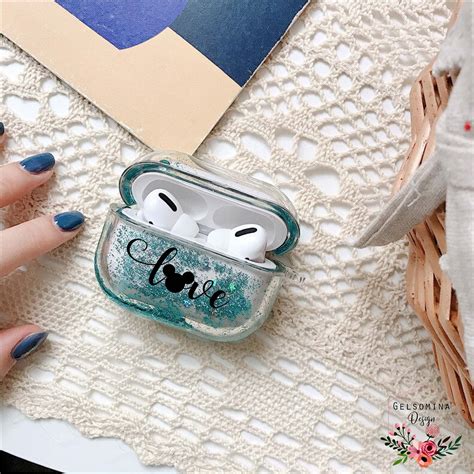 Cute Moving Glitter Shiny Airpod Pro Case Keychain Sparkle Personalized