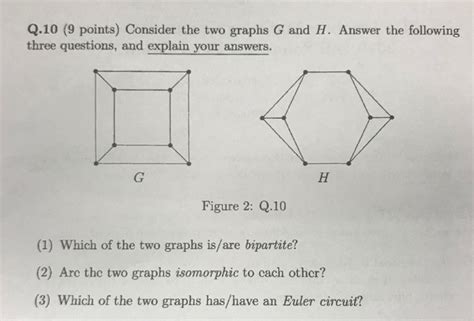 solved q 10 9 points consider the two graphs g and h