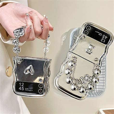 갤럭시 Z플립 5 4 3 지플립 곰돌이 하트 데코덴 구슬 손목 스트랩 고리줄 키링 실버 웨 홈플러스 택배배송