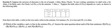 solved exercise 9 suppose the universe of discourse is the