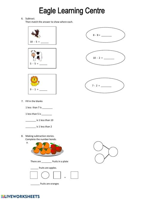 Math Substraction Within 10 Worksheet Live Worksheets