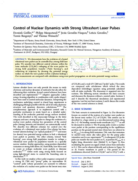 Pdf Controlling Nuclear Dynamics With Laser Pulses