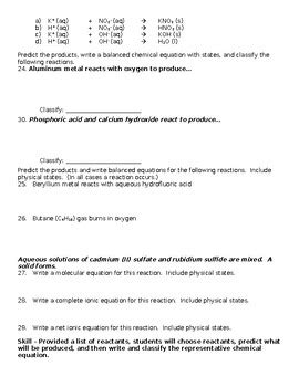 Balancing Classifying Reactions Unit Summative Assessments TPT
