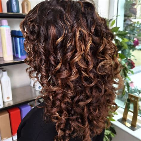 Curly Brown Hair With Highlights