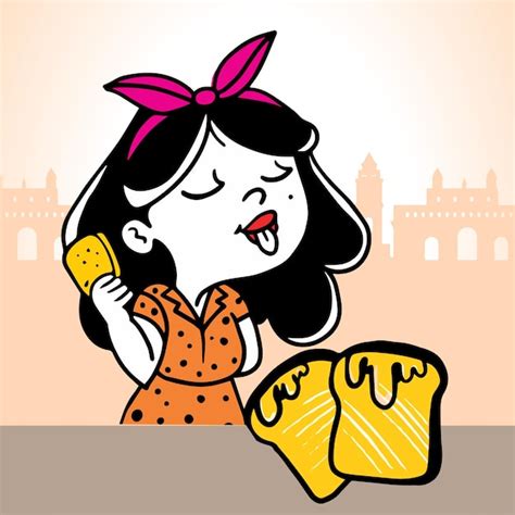 Uma Garota Está Comendo Um Sanduíche De Pão Com Manteiga Na Mesa