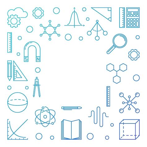 Premium Vector STEM Learning Blue Square Frame Vector Outline Illustration