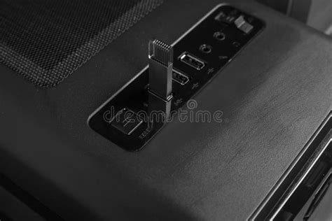 Usb Flash Memory Drive Plugged Into A Computer Port Usb 30 Metallic