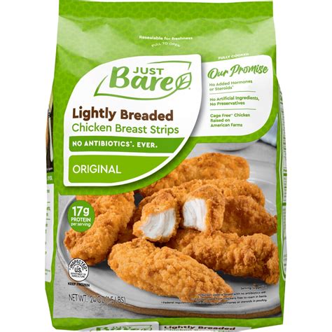 Just Bare Fully Cooked Lightly Breaded Chicken Breast Strips 1 5 Lb