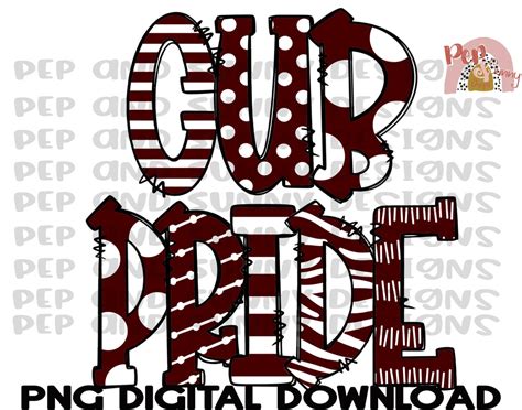 Cubs Cub Pride Doodle Design Spirit Tee Png Digital Download Sublimation Design Etsy