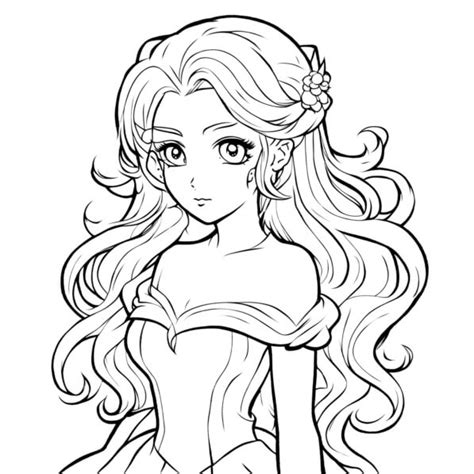 Download Anime Girl In Dress Coloring Pages Coloring Pages Online