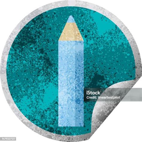 블루 색칠 연필 그래픽 벡터 일러스트 레이 션 원형 스티커 만화에 대한 스톡 벡터 아트 및 기타 이미지 만화 미술품 벡터