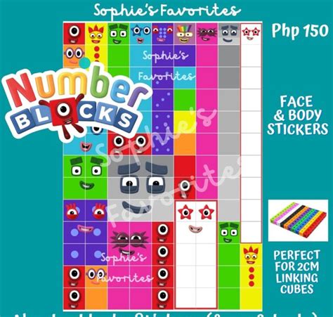 30 Stickers Of Numberblocks Face And Body Glossy Sticker For Linking