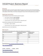 Business Case Study Project Instructions Docx CIS120 Project Business Report Overview You