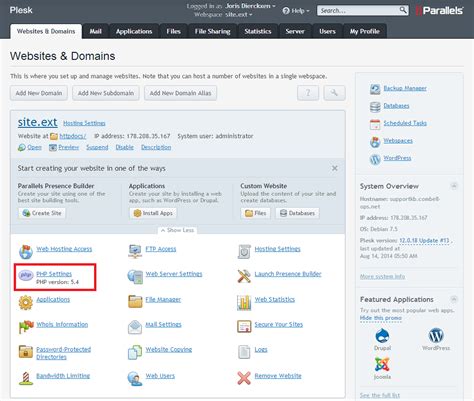 Change PHP Settings For My VPS With Plesk Combell Support