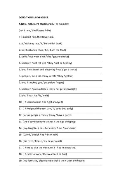 Conditionals Exercises Pdf 734945 Second And Third Conditionals