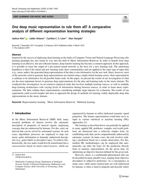One Deep Music Representation To Rule Them All A Comparative Analysis Of Different