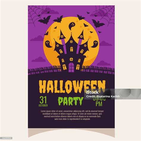 할로윈 파티 초대장 포스터 인사말 카드 배경 표지 판매 배너 전단지 광고 웹 소셜 미디어에 대 한 템플릿 10월에 대한 스톡 벡터 아트 및 기타 이미지 Istock
