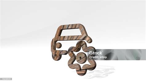 두 개의 조명으로 그림자를 투사하는 자동차 동작 설정 부드러운 질감의 흰색 배경 위에 금속 조각의 3d 그림 자동차 및 자동차 영국에 대한 스톡 사진 및 기타 이미지