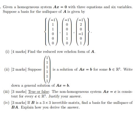 solved given a homogeneous system ax 0 with three