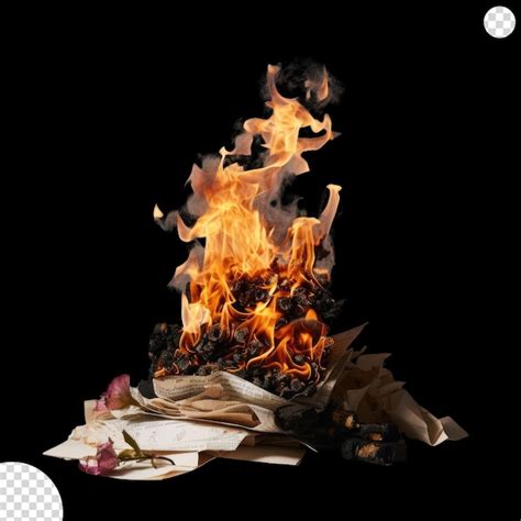 Premium Psd Still Life Of Burnt Paper With Flames Png