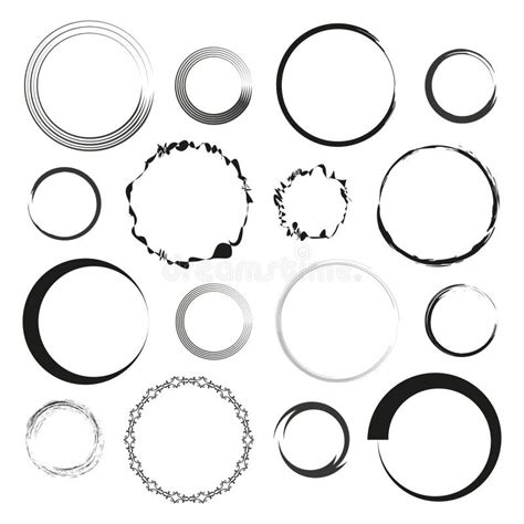 Assorted Circular Frames Collection Black And White Rings Vector Round Borders Set Stock